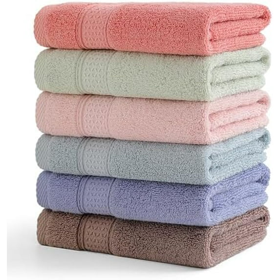 6 Pack Hand Towel Set, 16 by 25 inches, 100% Cotton Ultra Soft and ...