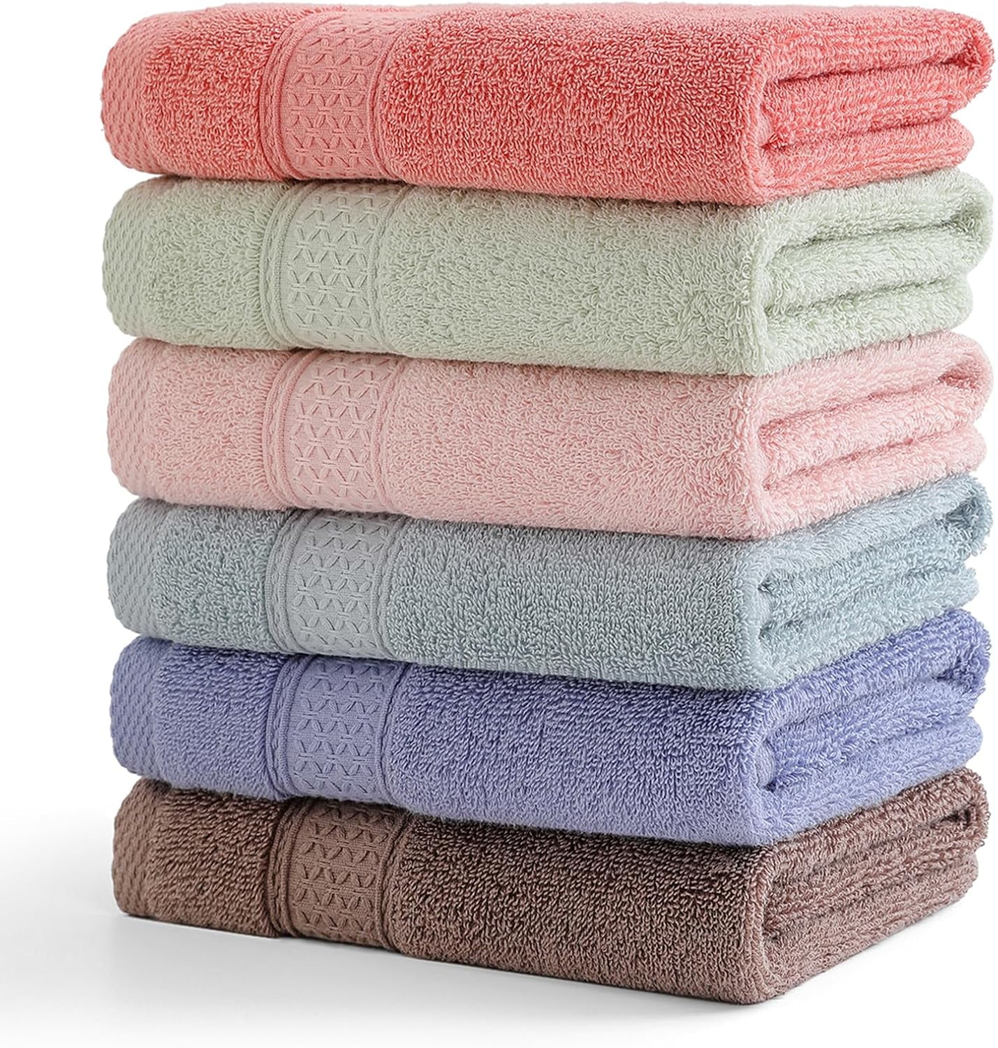 6 Pack Hand Towel Set, 16 by 25 inches, 100% Cotton Ultra Soft and ...