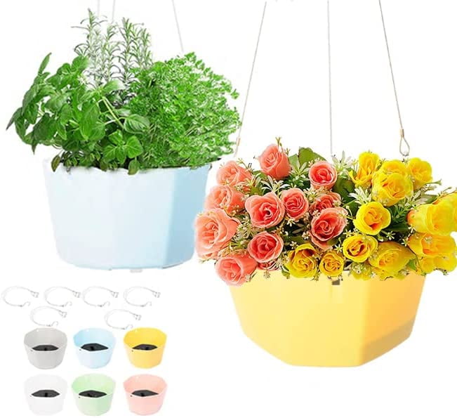 6 Pack Hanging Planter Pots,6 inch Flower Pot Baskets with Detachable ...