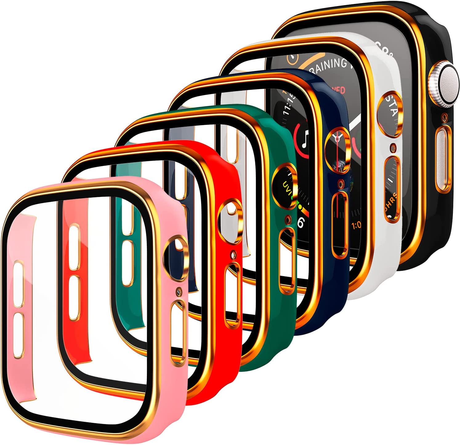 6-Pack Hard PC Case Compatible with Apple Watch 44mm Case with Tempered ...