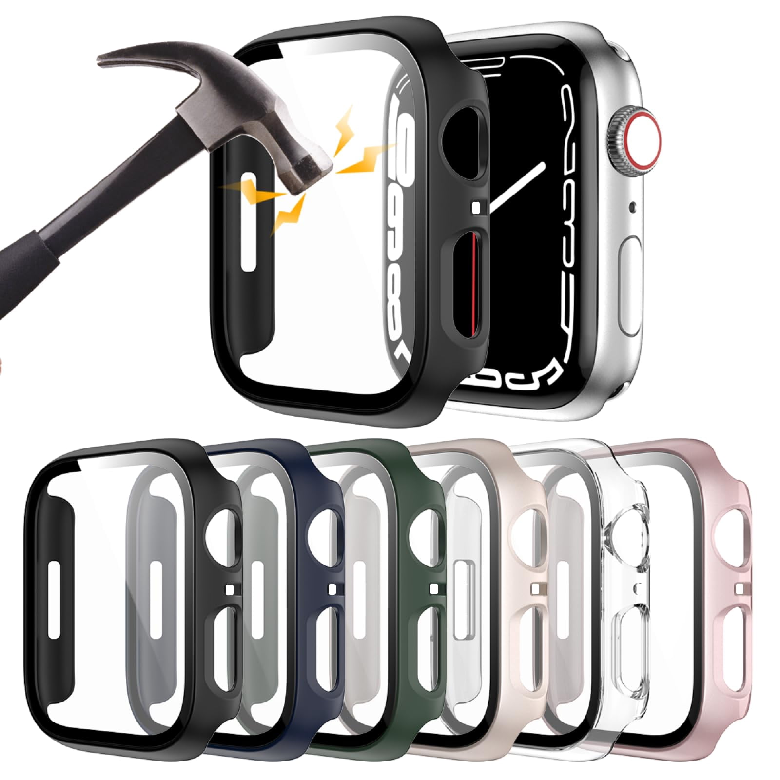 6 Pack Hard PC Case with Tempered Glass Screen Protector for Apple ...