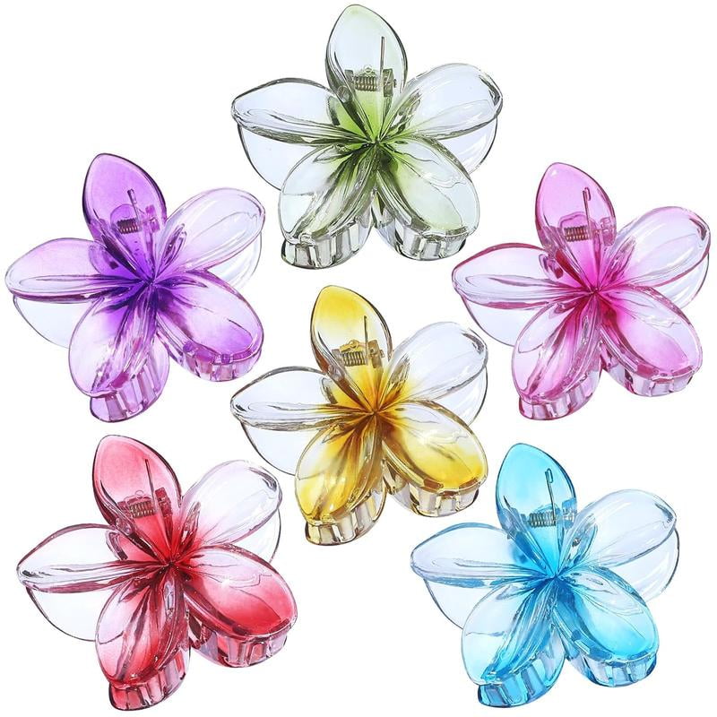 6 Pack Hawaiian Flower Hair Claw Clips Plumeria Claw Clips for Thin and ...