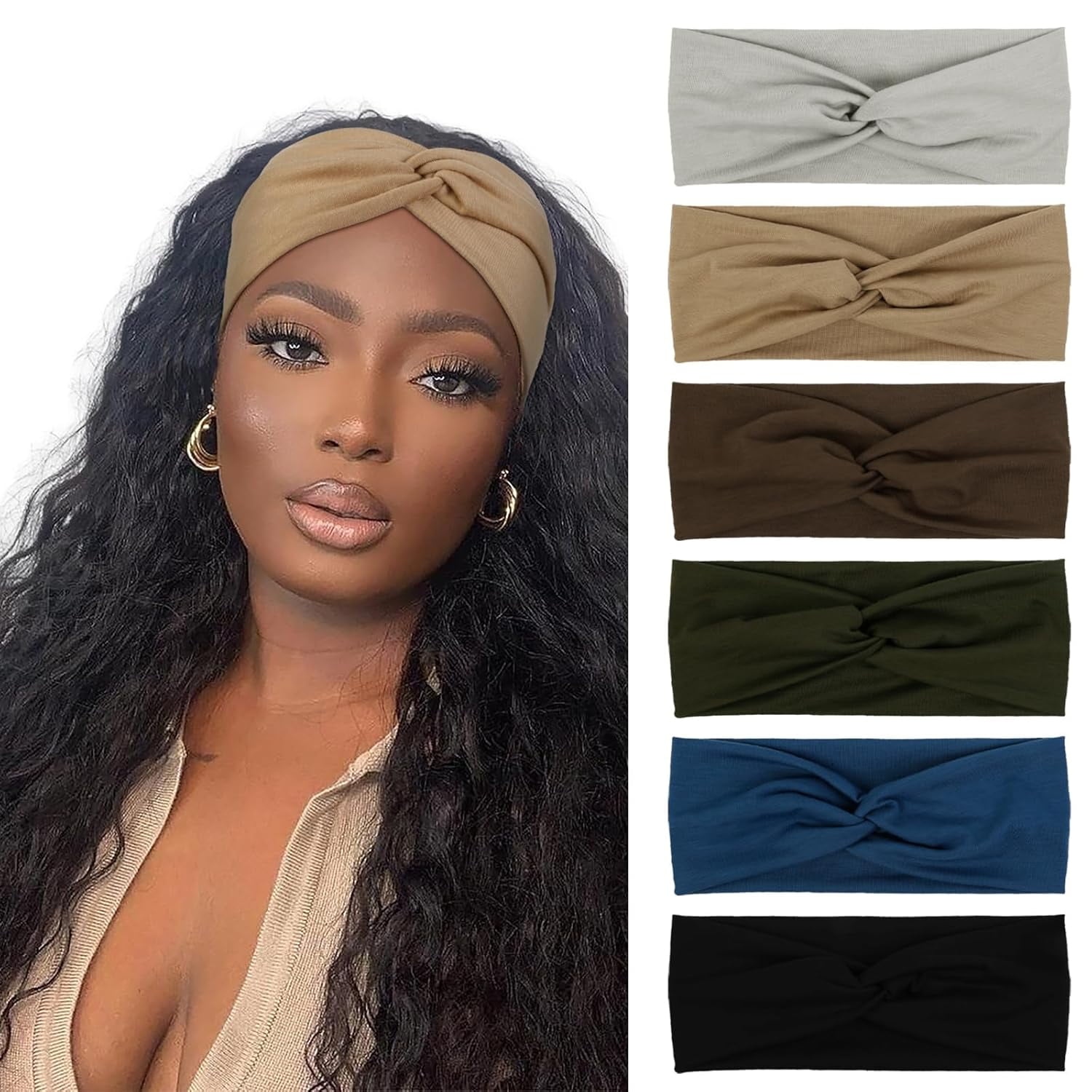 6 Pack Headbands for Women Fashion Non Slip Wide Hair Bands Workout ...