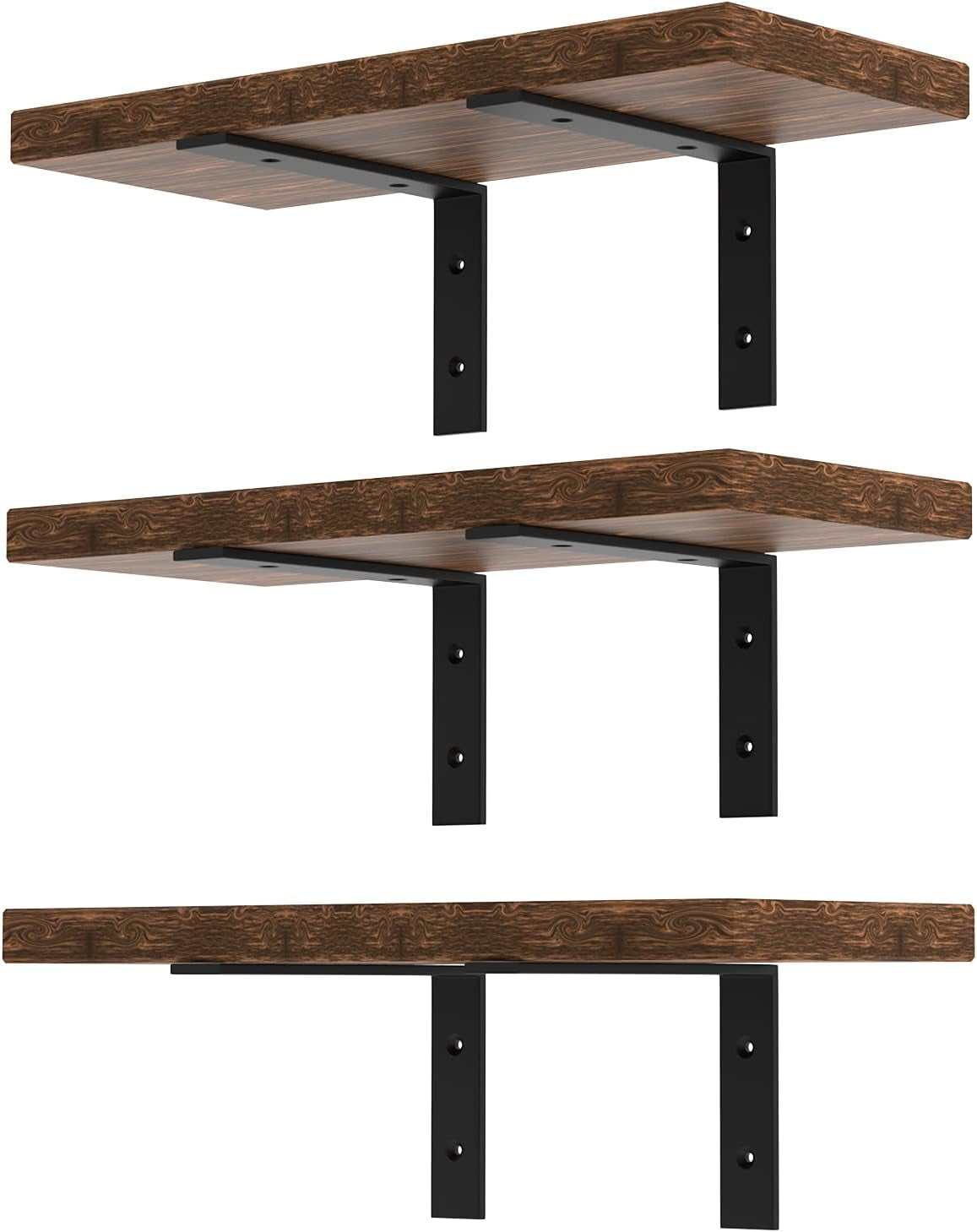 6-Pack Heavy Duty 10-Inch Black Shelf Brackets, L Shelf Bracket 10 Inch ...