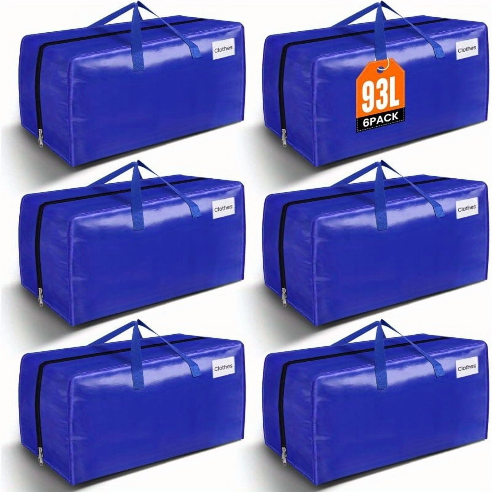 6-Pack Heavy Duty 24.57gal Moving Bags - Collapsible Storage Totes with ...