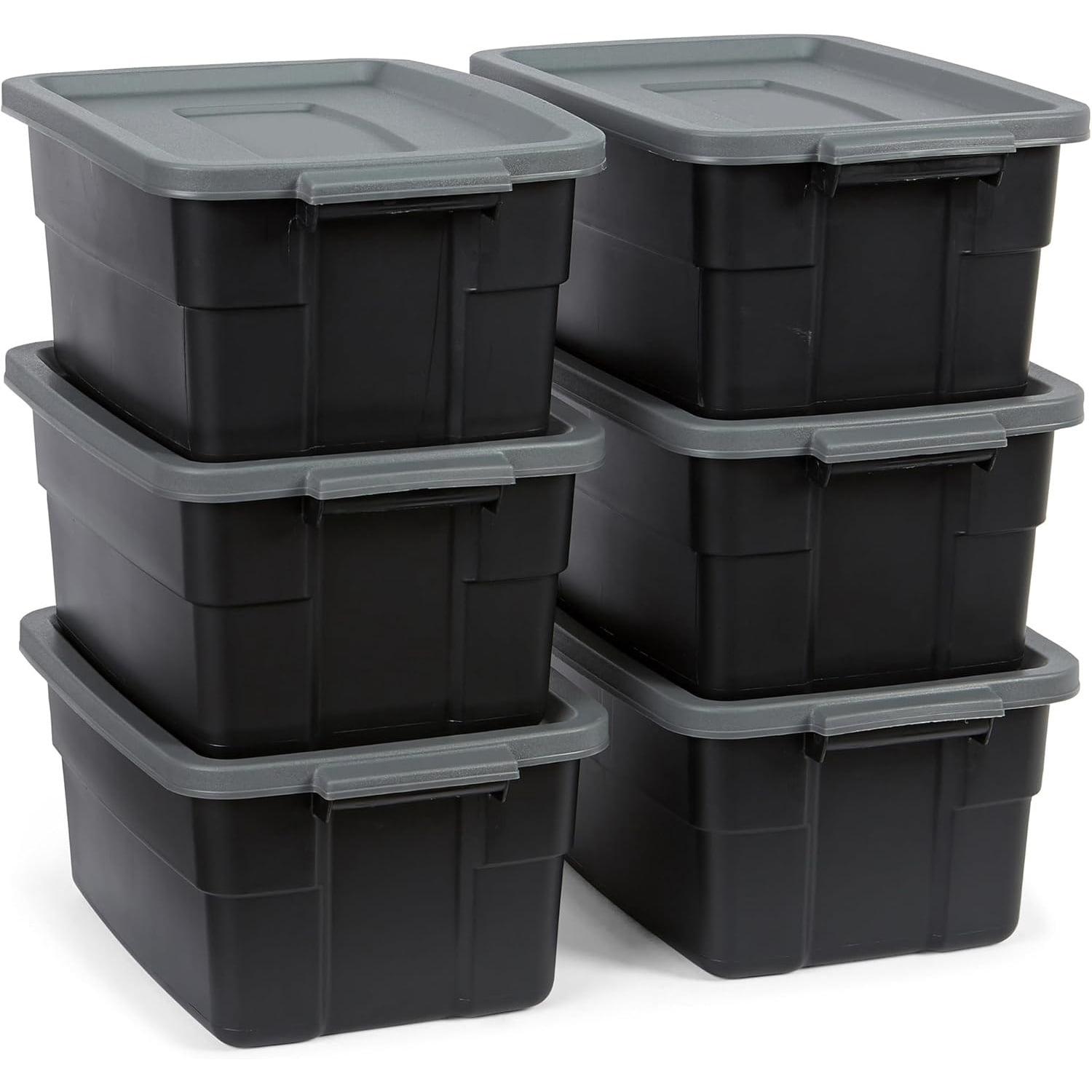 6-Pack Heavy Duty Durable 3 GAL Totes for Storage with Snap Lids and ...