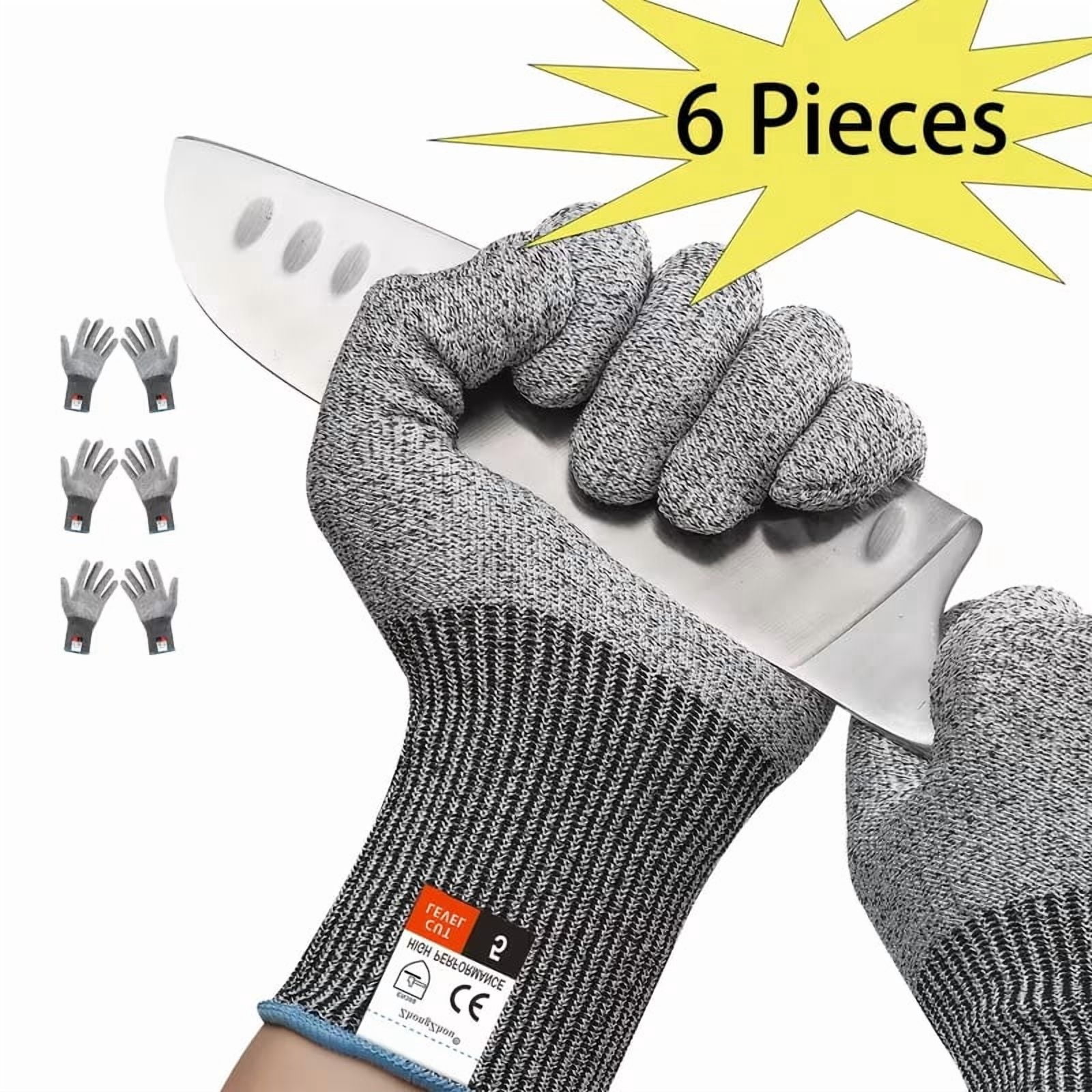 6-Pack Heavy Duty Durable Cut-Resistant Work Gloves - Suitable for ...