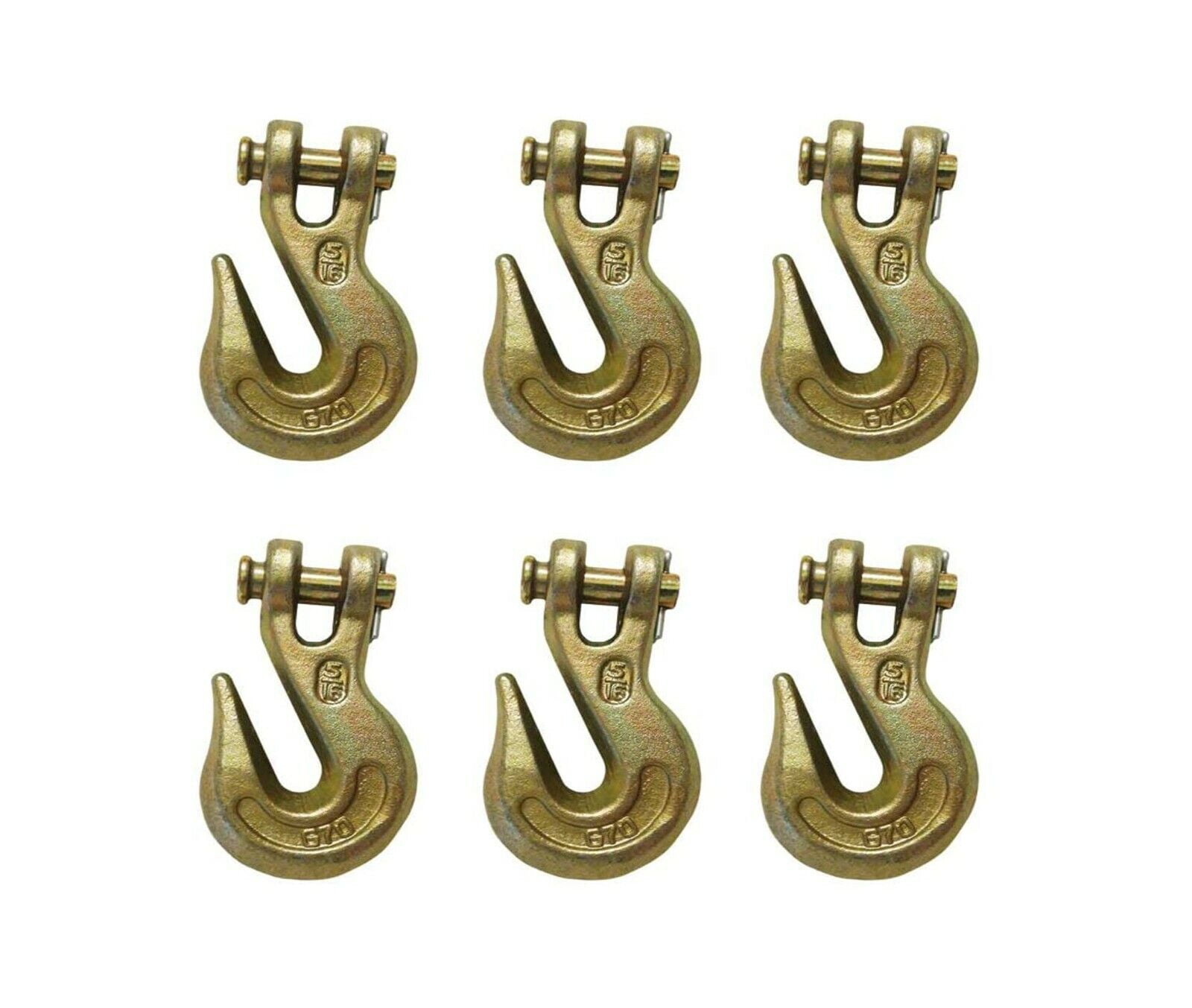 6 Pack Heavy Duty G70 5/16" Clevis Grab Hook Flatbed Truck Trailer Transport Tow Chain Hook 4700 ...