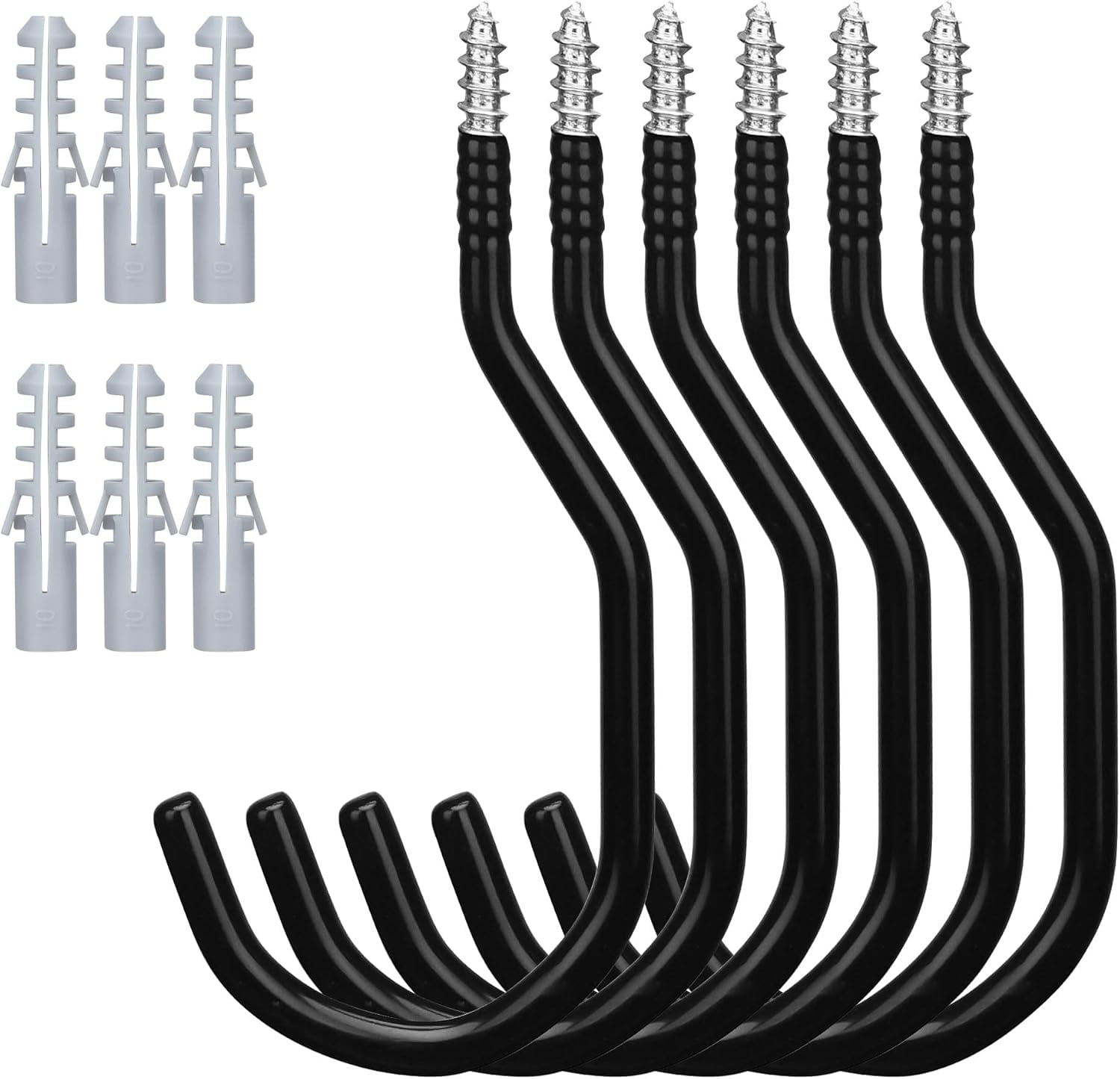 6-Pack Heavy Duty Garage Storage Hooks, 6" Utility Wall Hooks for Tools ...