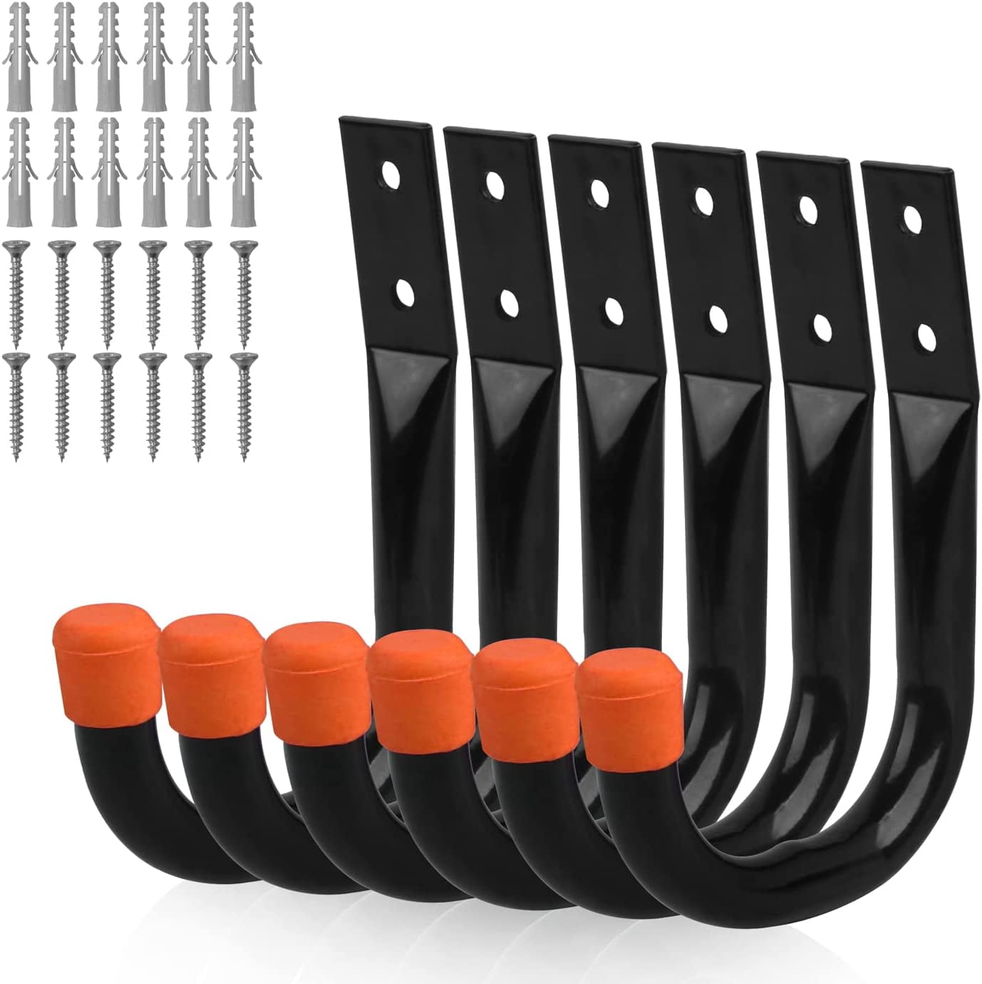 6-Pack Heavy Duty Metal Wall Hooks, Large Garage Storage & Organization ...