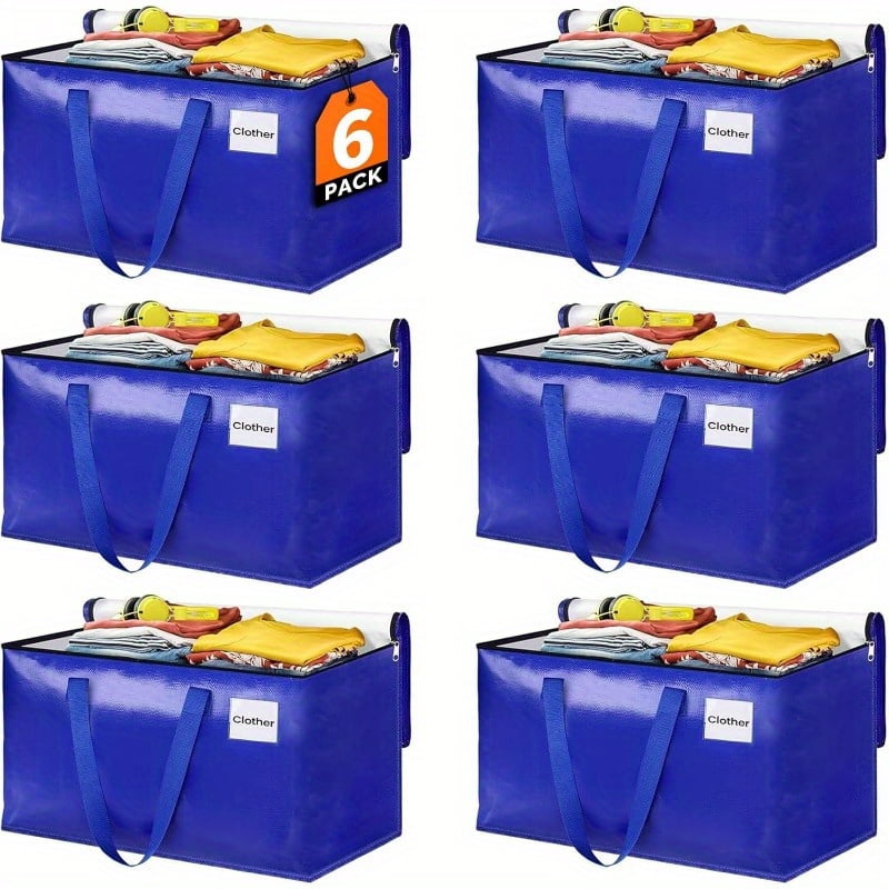 6-Pack Heavy-Duty Moving Bags – Extra Large 23.25Gal Storage Totes w ...