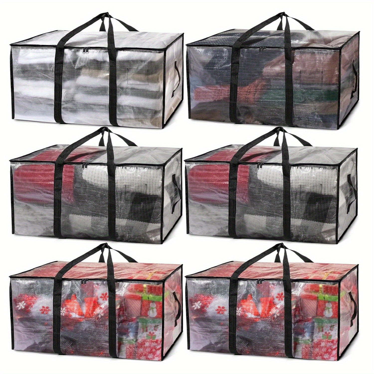 6-Pack Heavy-Duty Moving Bags – Extra Large Clear Totes with Reinforced ...