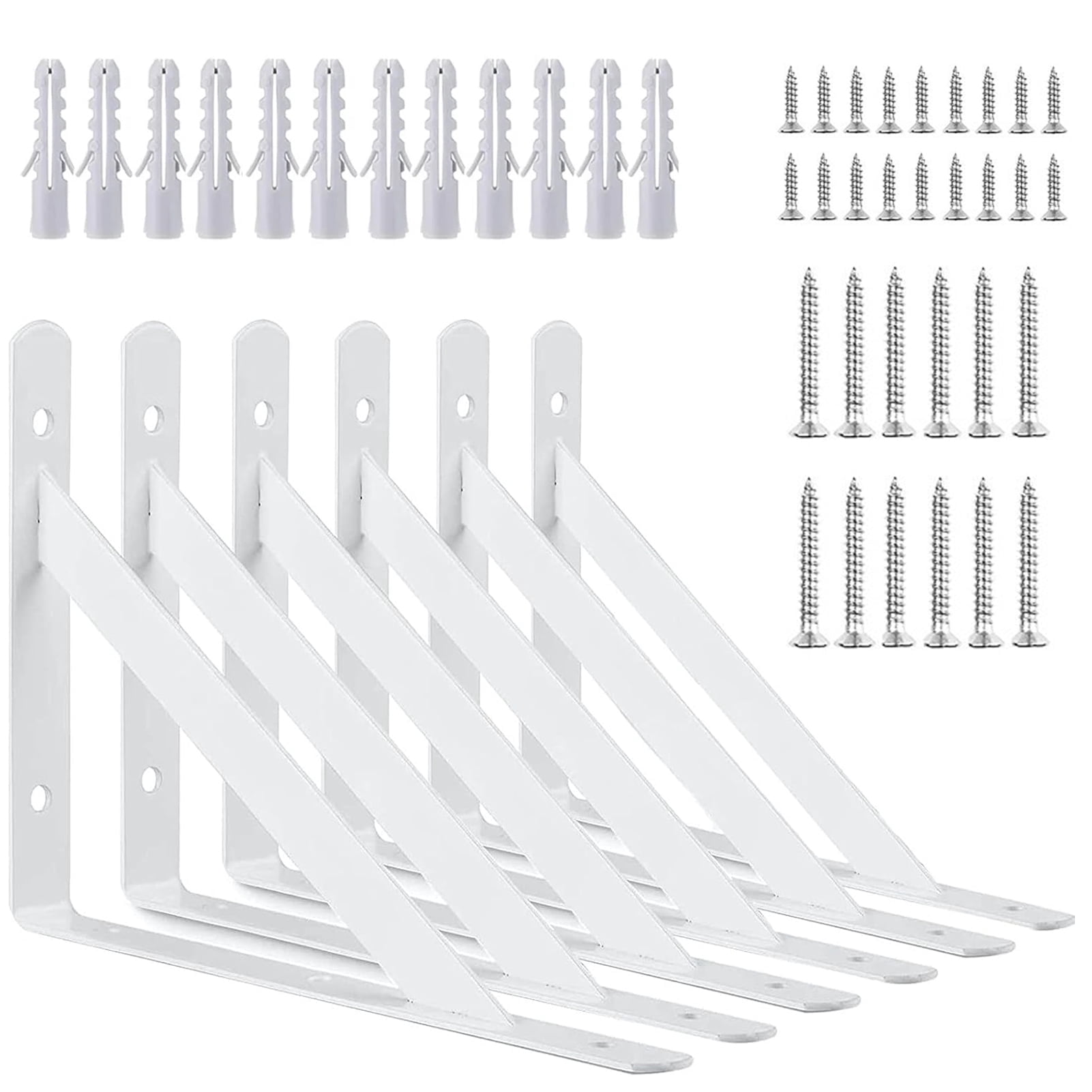 6 Pack Heavy Duty Shelf Brackets, 8*5 inch Wall Mount L-Shaped Shelf ...