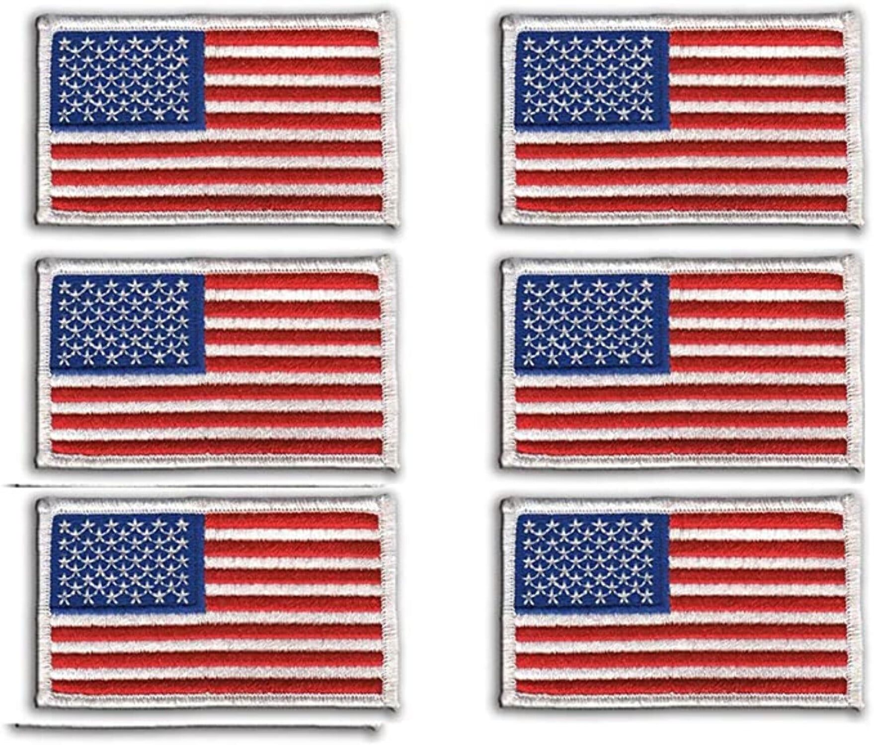 6 Pack Hero's Pride Tactical American Flag Patches - 3-3/8" x 2 ...
