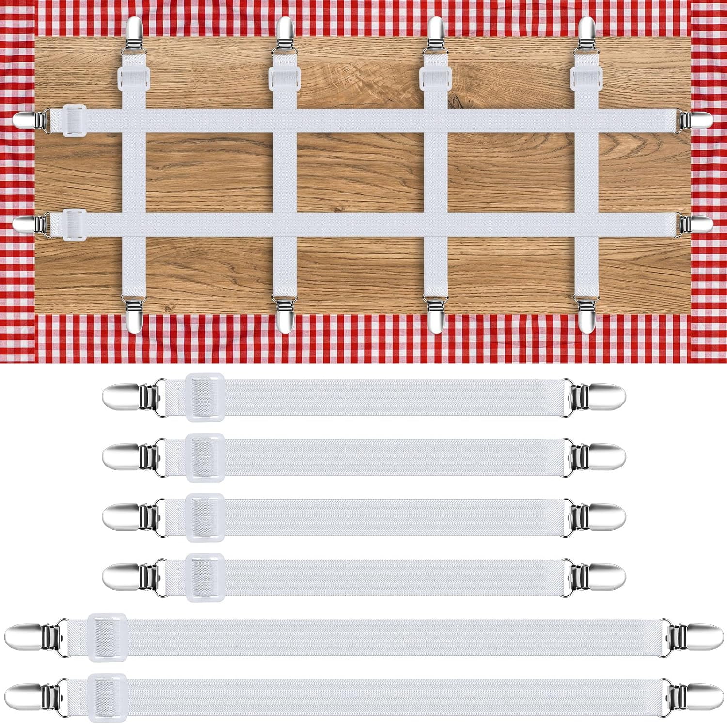 6 Pack Hidden Strap Tablecloth Clips for Outdoor Elasticity Picnic ...