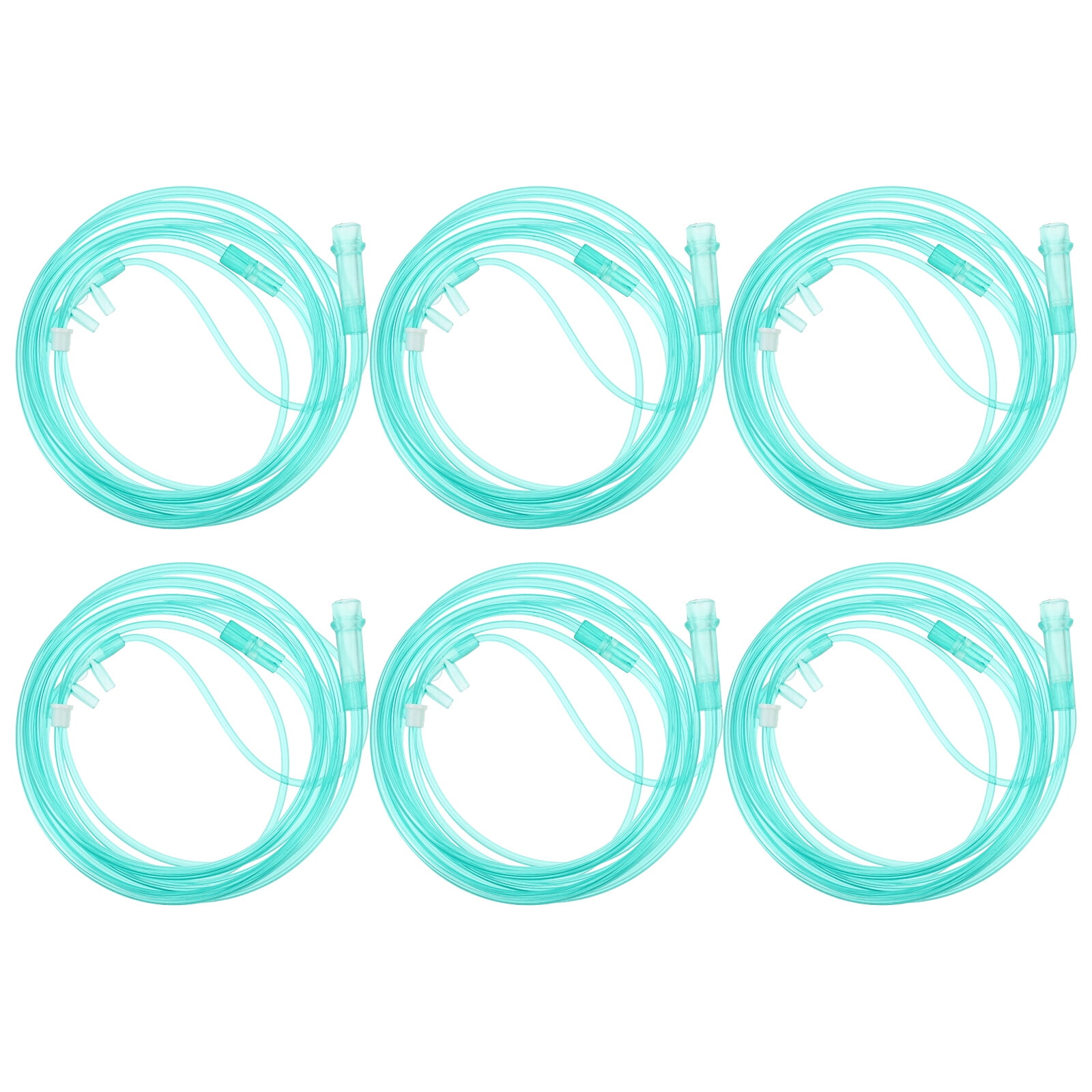 6 Pack High- Soft Nasal Oxygen Cannula, Green Tubing - Walmart.com