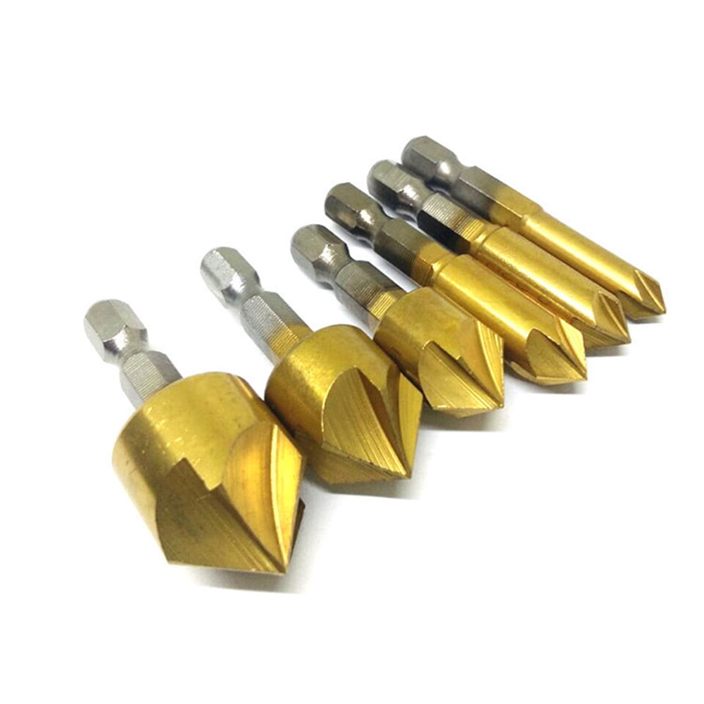 6 Pack High Speed Steels Hex Shank Countersink Tool Drill Bit Set 6MM ...