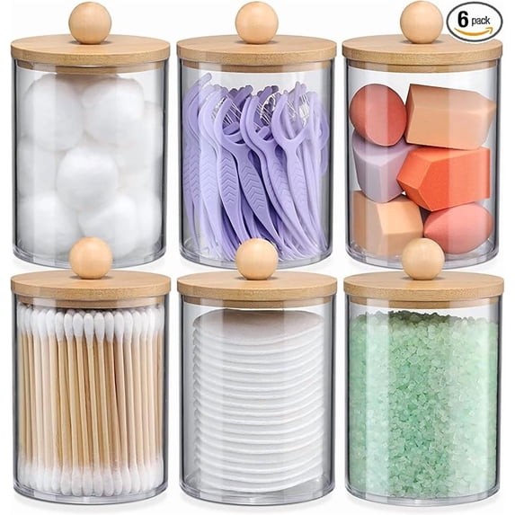 6 Pack Holder, 10-Ounce Bathroom Organizer Storage Containers Clear ...