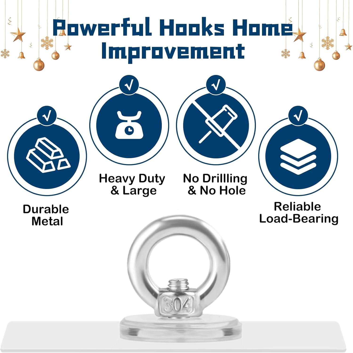 6 Pack No Hole Adhesive Ceiling Hooks No Drill Ceiling Hanging Hook for ...