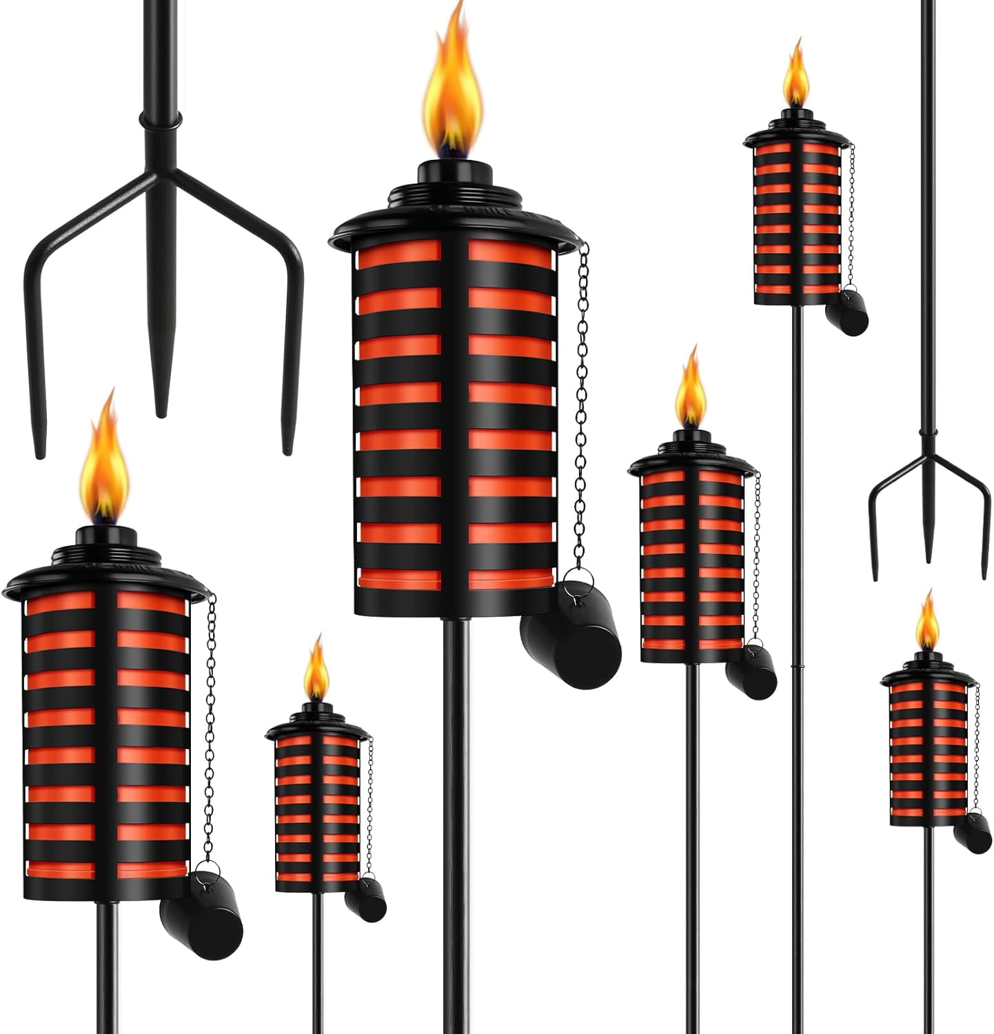 6 Pack Home Garden Torch, 16oz Outdoor Metal Torch Garden Décor,59-Inch ...