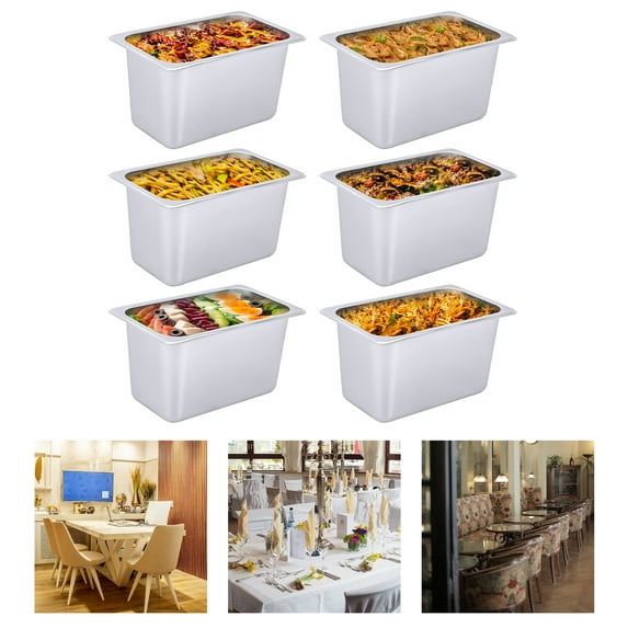 6 Pack Hotel Pans, 1/4 Size 6" Deep, Commercial Stainless Steel Pan, Steam Table Pan, Catering ...