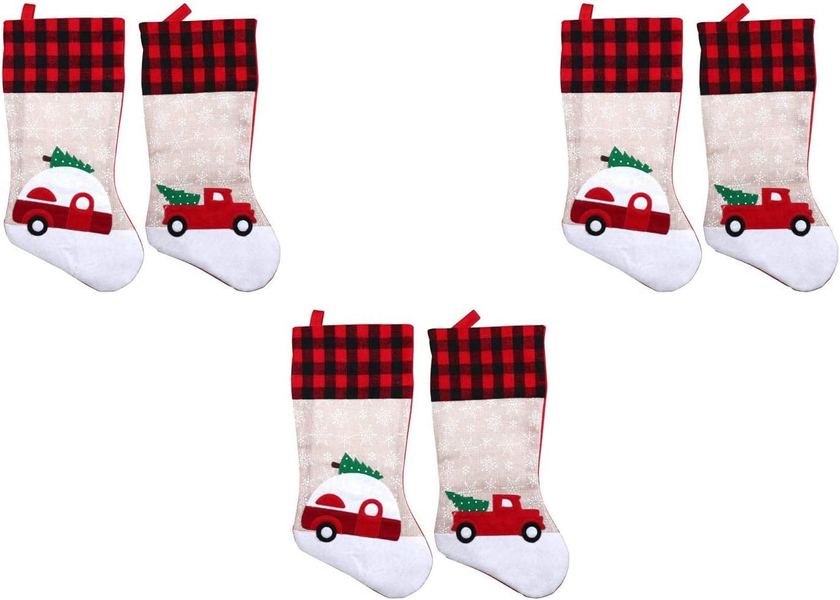 6 Pack House Themed Buffalo Plaid Red Trucks Camper Stockings - Walmart.com