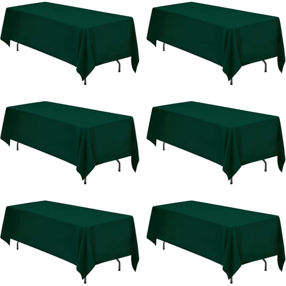 6 Pack Hunter Green Tablecloths 70 x 120 Inch for 6ft & 8ft Rectangle ...