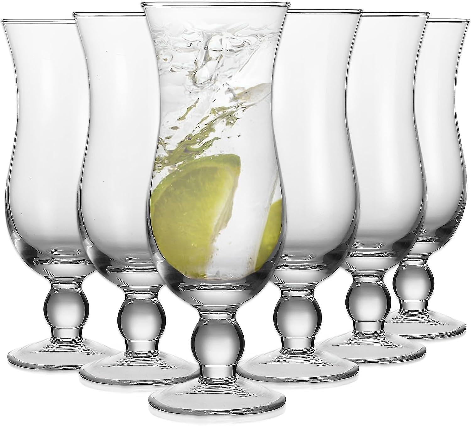 6 Pack Hurricane Glass 14 oz Pina Colada Glasses Clear Tulip Drinking ...