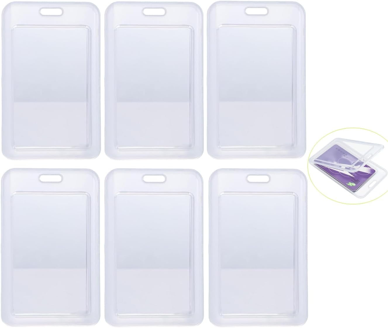 6 Pack ID Budge Holders 2 Side Clear Vertical Hard Cover Case Protector ...