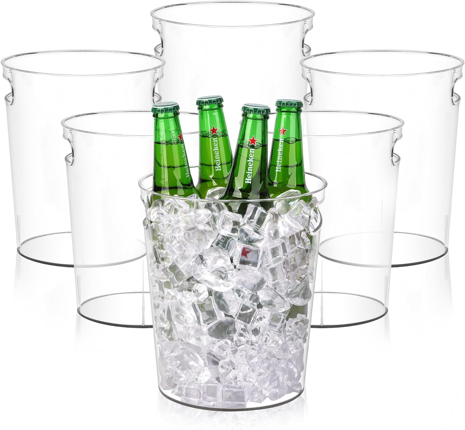 6 Pack Ice Bucket, Plastic Wine Chiller for Champagne, Beverage, Soda ...