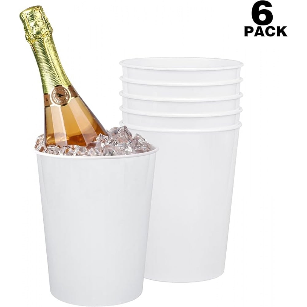 6 Pack Ice Buckets for Parties, Plastic Wine Cooler for Champagne, Beverage, Soda and Beer ...