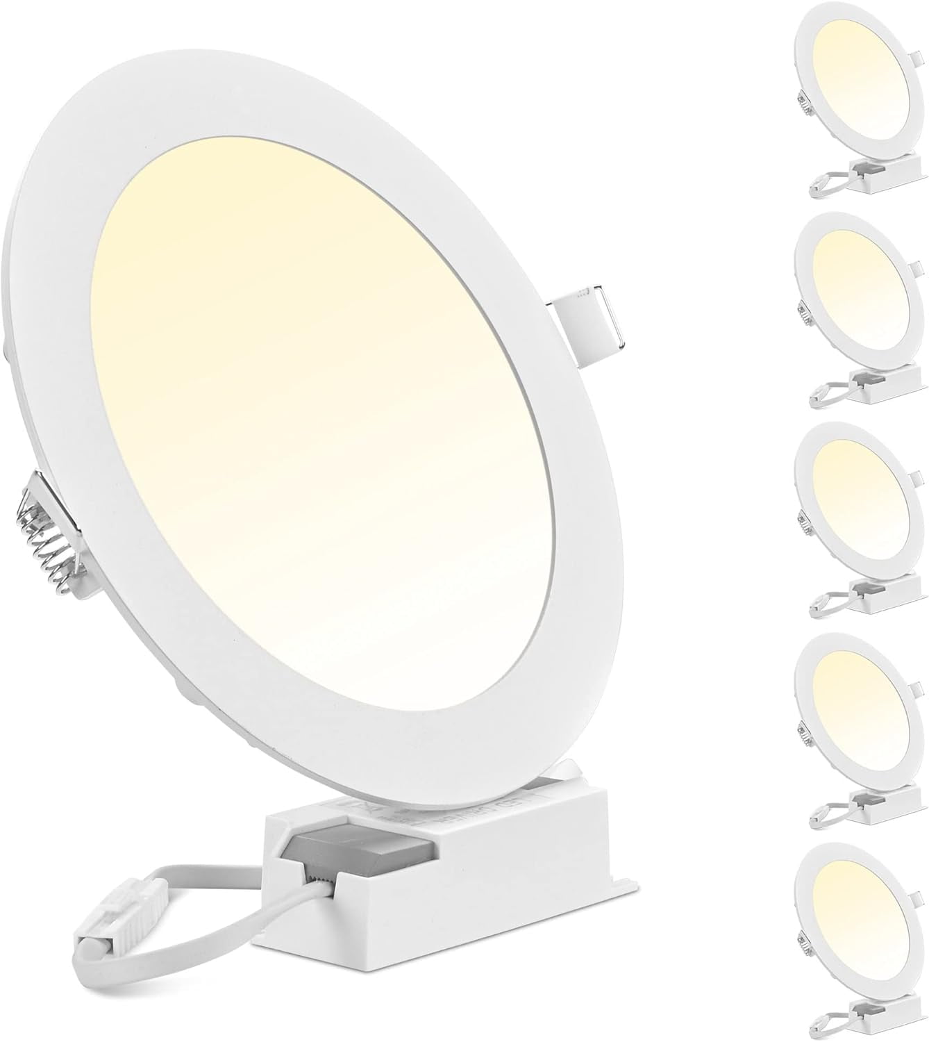 6 Pack 6 Inch LED Recessed Lighting 3CCT Ultra-Thin Ceiling Light 3000K/4000K/6000K Selectable ...