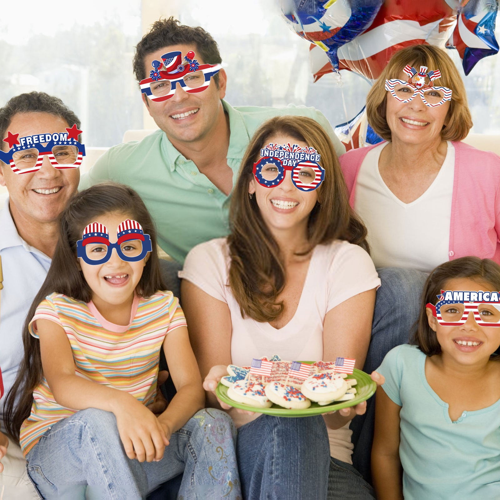 6-Pack Independence Day Paper Glasses, Red White Blue Party Photo Props ...