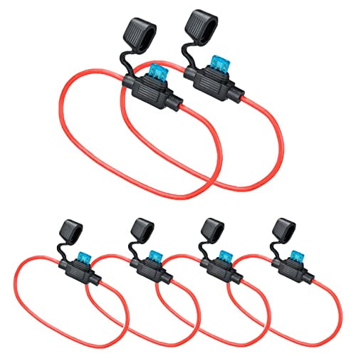 6 Pack Inline Fuse Holder - 14AWG Gauge Wire Pigtail Mini Blade Fuse ...