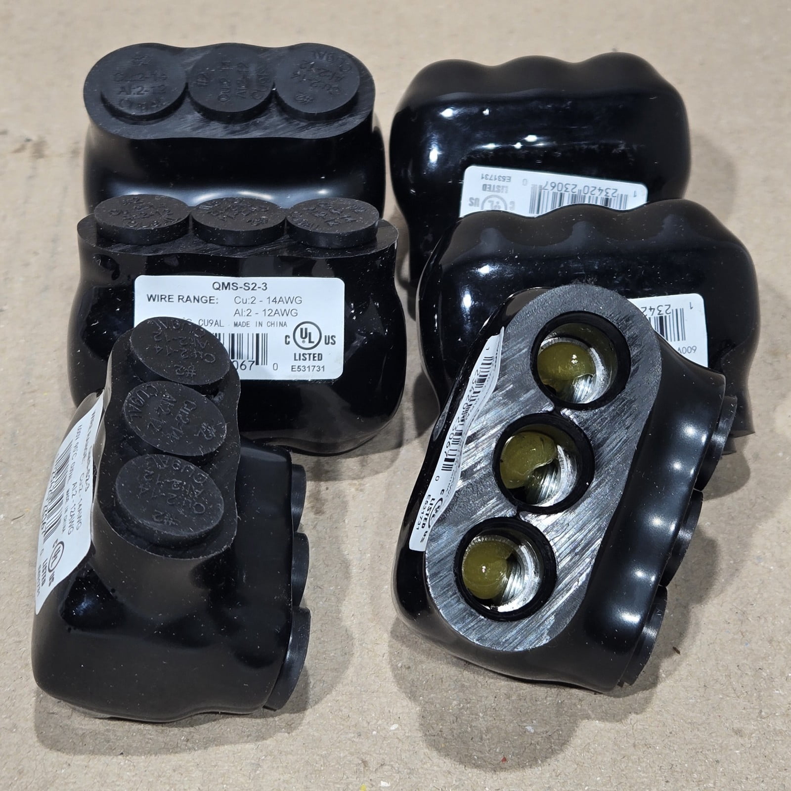 6 Pack Insulated Tap Connector 3 Port 2-14 AWG Aluminum Wire Connector ...