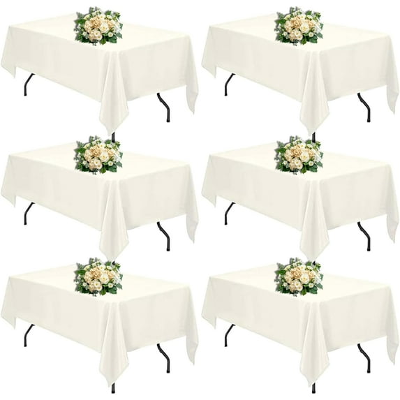 6 Pack Ivory Polyester Tablecloths 60 x 126 Inch Rectangular Table ...
