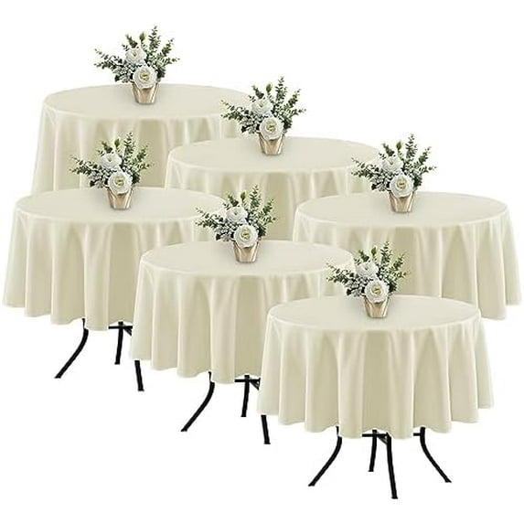 6 Pack Ivory Round Table Clothes - 70 Inches in Diameter - Stain ...