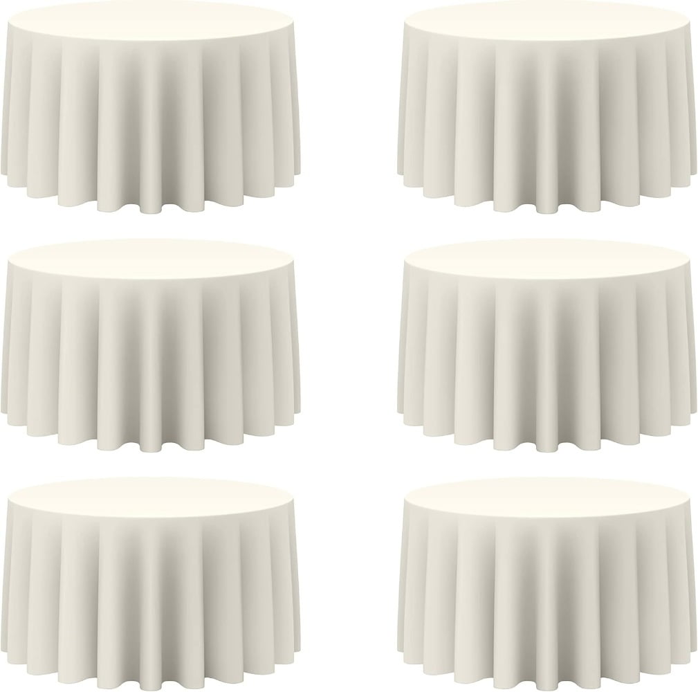 6 Pack Ivory Round Tablecloths 120 Inch - Circle Bulk Linen Polyester ...