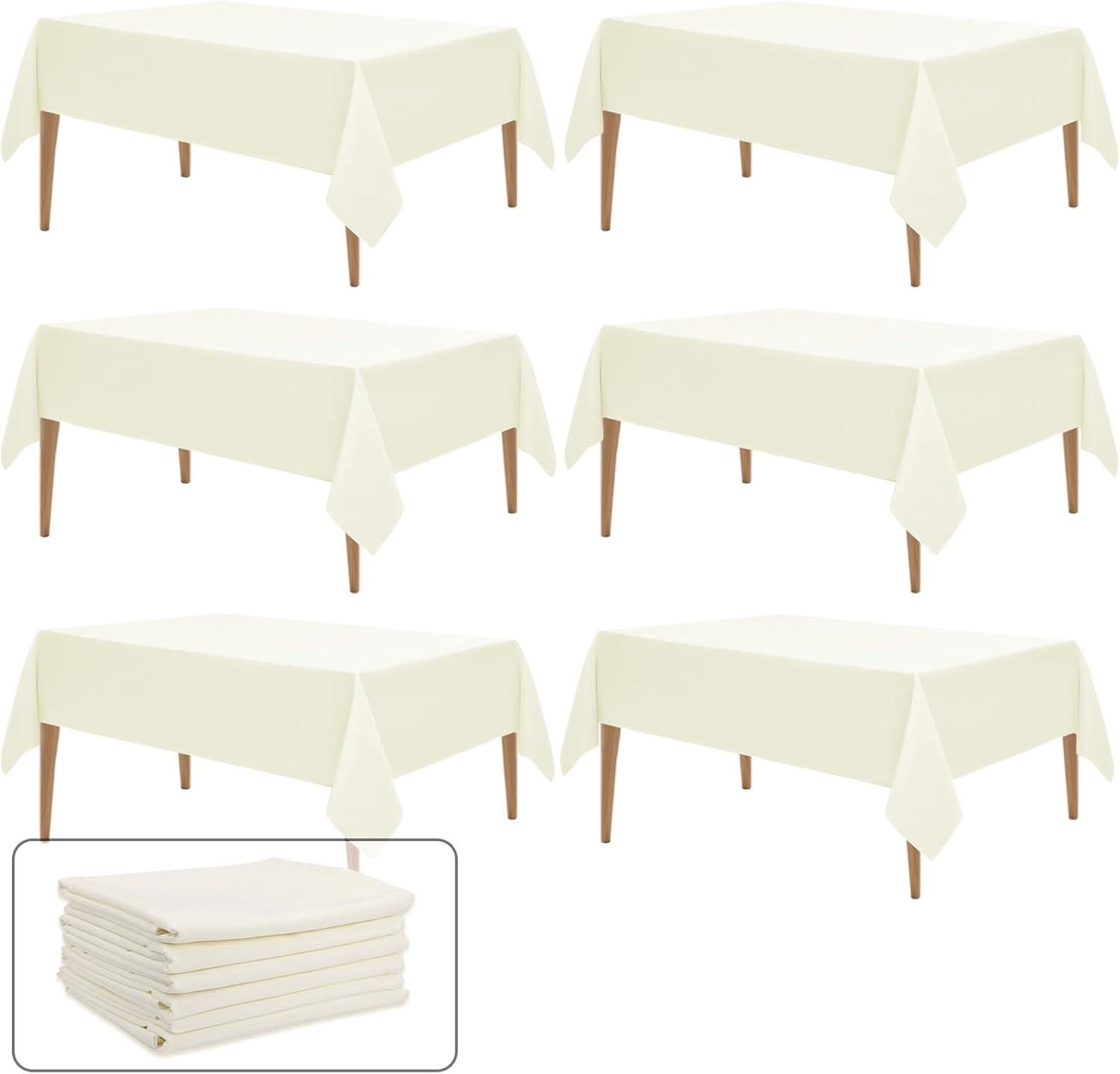 6 Pack Ivory Table Cloth Rectangle Tablecloths 60X102 Inch,Polyester ...