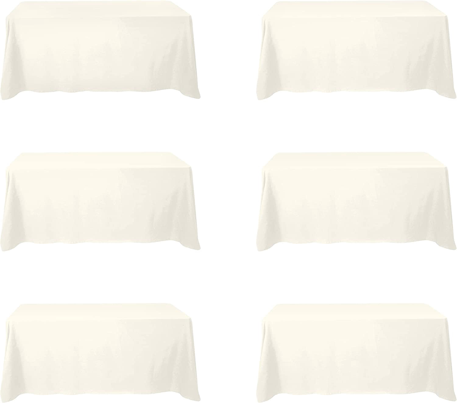 6 Pack Ivory Tablecloths for 6 Foot Rectangle Tables 90 x 132 Inch ...
