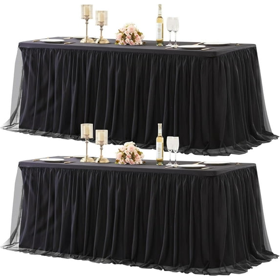 6 Pack Ivory Tablecloths for 6 Foot Rectangle Tables with Tulle Table ...
