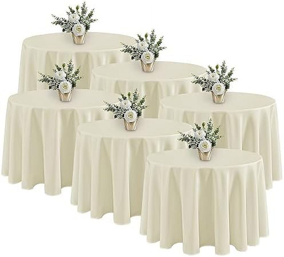 6 Pack Ivory Tablecloths for Round Tables-108 Inches in Diameter-Stain ...