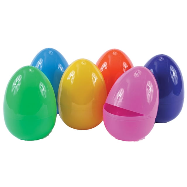 6 Pack Jumbo Solid Color Containers Plastic Easter Eggs, 6IN, Assorted ...