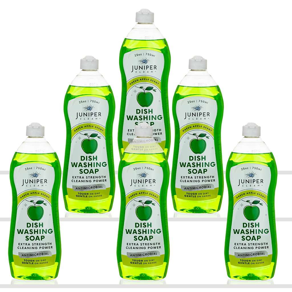 (6 Pack) Juniper Clean Liquid Dish Soap, Green Apple Scent, 25 fl oz ...