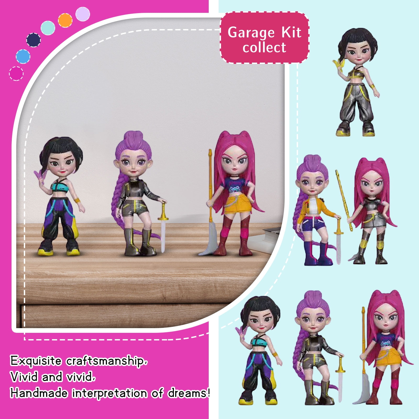 6 Pack K+POP Action Figures Cool K+POP Squad Member Figure Dolls ...