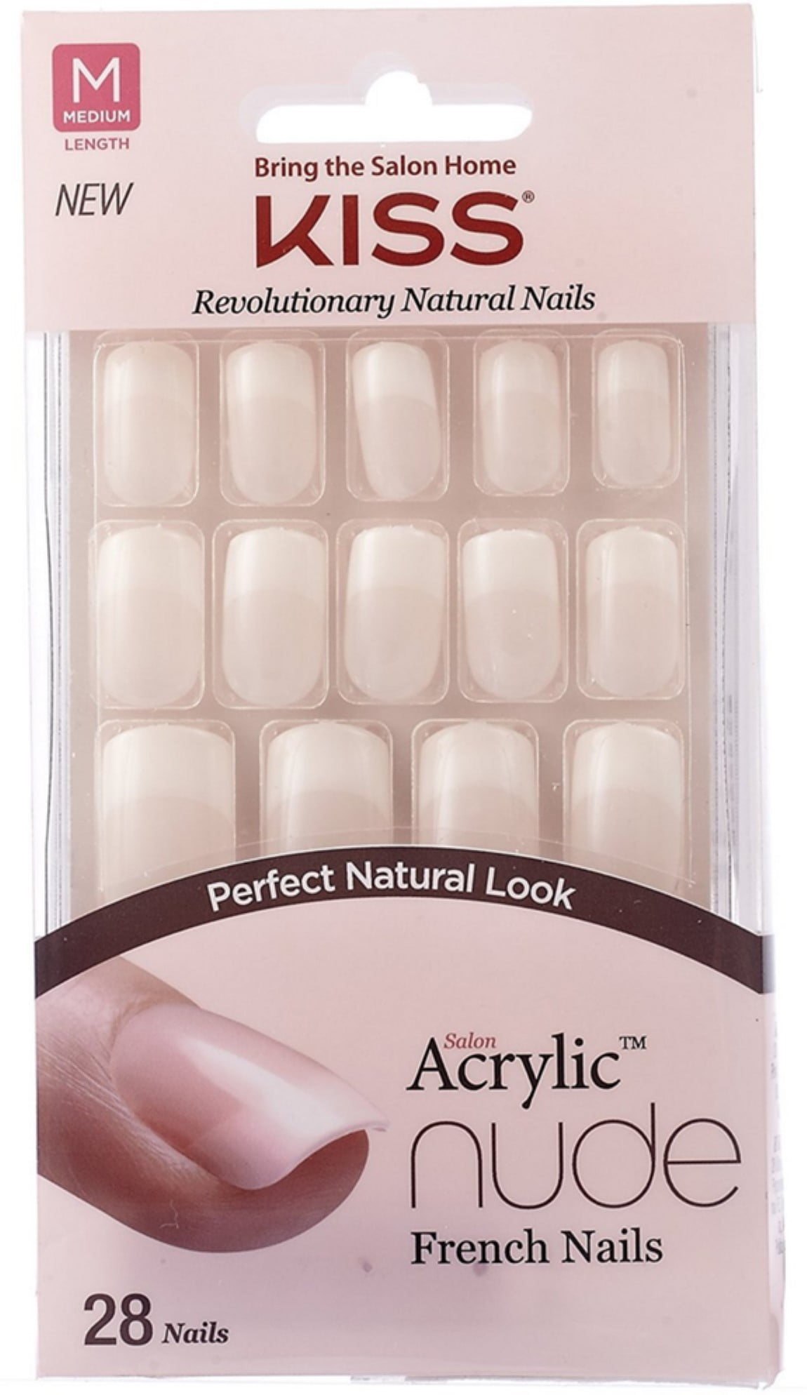 KISS Salon Acrylic French Nails, Medium Length, Cashmere, 6 Pack, 28 ...