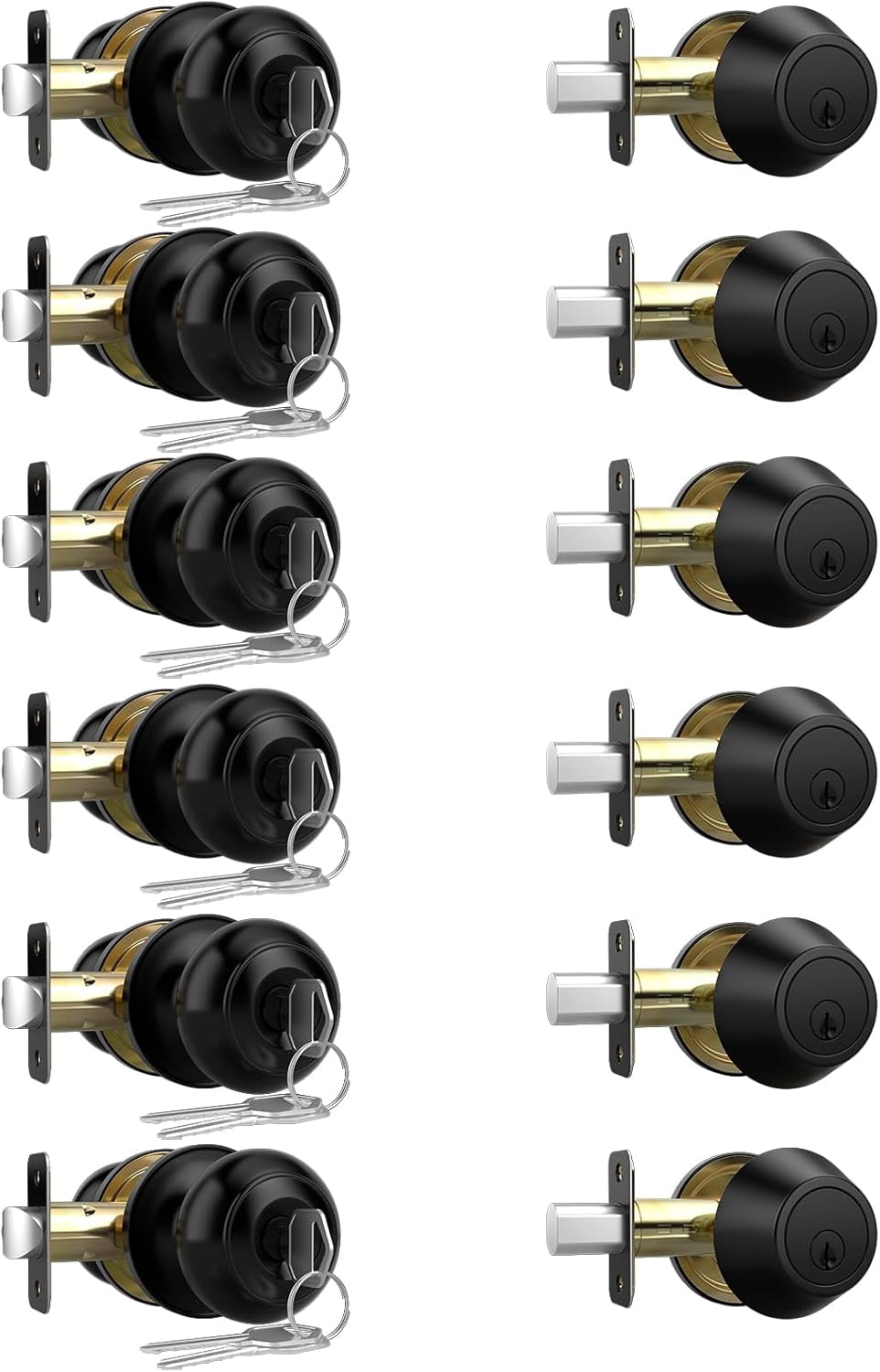 6 Pack Keyed Alike Exterior Door Knob with Lock, Single Cylinder ...
