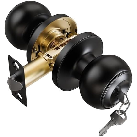 6 Pack Keyed Black Door Knob with Lock Key for Bedrooms Bathroom Closet ...