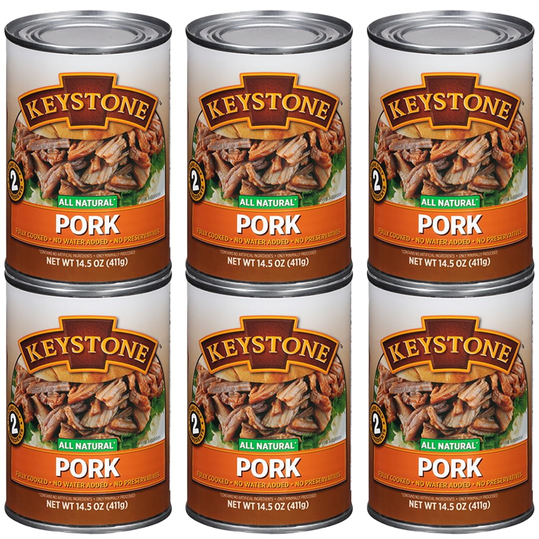 Keystone Natural Pork 14.5 oz Can - 6 Pack, Ready-to-Eat Survival Food ...