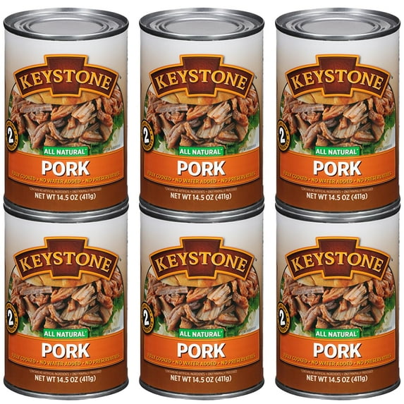 Keystone Natural Pork 14.5 oz Can - 6 Pack, Ready-to-Eat Survival Food ...